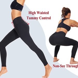 High Waisted Leggings for Women-Womens Black Seamless Workout Leggings Running Tummy Control Yoga Pants(L-XL)