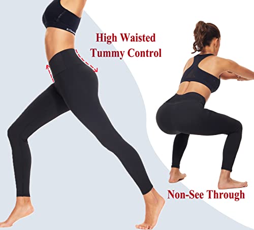 High Waisted Leggings for Women-Womens Black Seamless Workout Leggings Running Tummy Control Yoga Pants(L-XL)