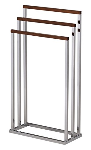 Kings Brand Furniture - Chrome Metal/Walnut Wood Freestanding Towel Rack Stand