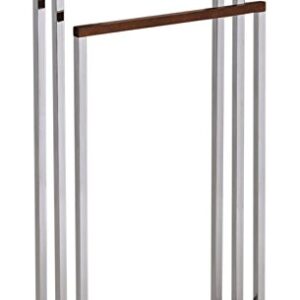 Kings Brand Furniture - Chrome Metal/Walnut Wood Freestanding Towel Rack Stand