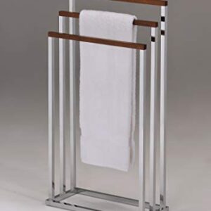 Kings Brand Furniture - Chrome Metal/Walnut Wood Freestanding Towel Rack Stand