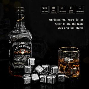 Whiskey Stones 16 Pack,Reusable Ice Cubes, High Cooling Technology，Stainless Steel Ice Cubes, For Whiskey, Vodka, Liqueurs, Wine,Beverage Juice or Soda, Pack of 16