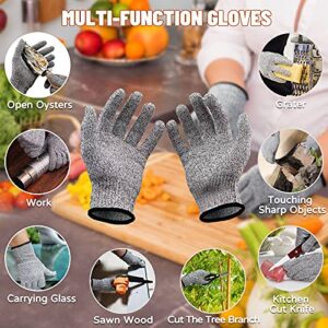 Amourate Oyster Shucking Knife Oyster Knife, Set of 3 Oyster Shucker with Premium Wood-handle and 1 Pairs Level 5 Protection Gloves, Knife and Glove Set for Seafood Lovers (3Knifes+1Glove)