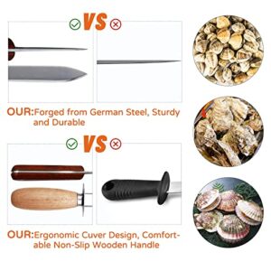 Amourate Oyster Shucking Knife Oyster Knife, Set of 3 Oyster Shucker with Premium Wood-handle and 1 Pairs Level 5 Protection Gloves, Knife and Glove Set for Seafood Lovers (3Knifes+1Glove)