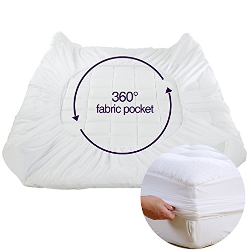 EASELAND King Size Mattress Pad Pillow Top Mattress Cover Quilted Fitted Mattress Protector Cotton Top 8-21" Deep Pocket Cooling Mattress Topper (78x80 Inches, White)