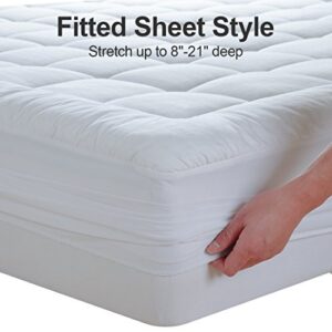 EASELAND King Size Mattress Pad Pillow Top Mattress Cover Quilted Fitted Mattress Protector Cotton Top 8-21" Deep Pocket Cooling Mattress Topper (78x80 Inches, White)