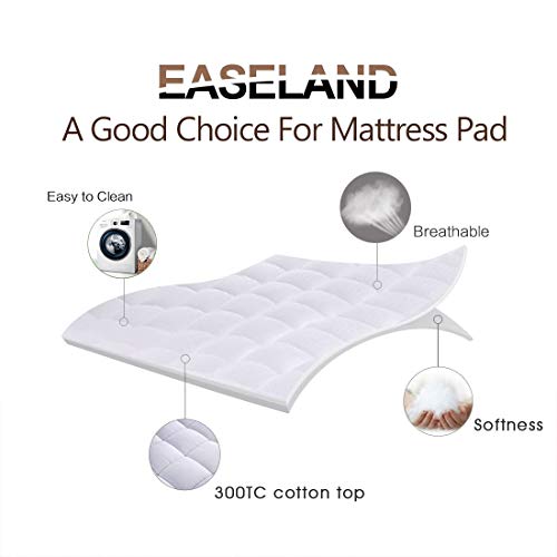 EASELAND King Size Mattress Pad Pillow Top Mattress Cover Quilted Fitted Mattress Protector Cotton Top 8-21" Deep Pocket Cooling Mattress Topper (78x80 Inches, White)