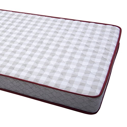 MOBILE INNERSPACE 6.5" Truck Luxury Firm Support Foam Mattress, 76" L x 36" W, Gray Check w/Red Trim