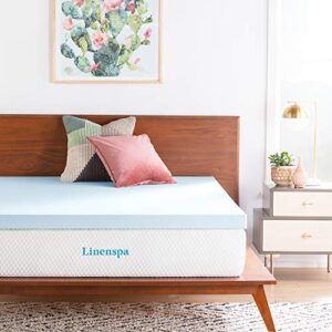 linenspa 3 inch memory foam mattress topper, gel infused queen mattress topper, certipur-us certified