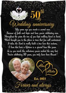 personalized golden wedding throw blanket custom photo 50th wedding anniversary blanket for wife husband happy 50th anniversary wedding gifts for parents