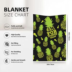 SEAEAGLE Psych Pineapple Quotes Flannel Fleece Blanket Fuzzy Throw Blanket Fluffy Decorative Sheet Couch Mattress