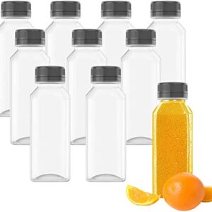 MFDSJ 10 Pcs 8 OZ Plastic Fillable Juice Bottles, Clear Bulk Beverage Containers, for milkshakes, Juice, Milk and Homemade Beverages