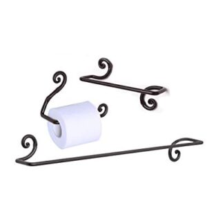 RTZEN Wrought Iron Bathroom Accessories Set, Decorative Hand Towel Bar, Body Towel Bar Hanger and Toilet Paper Holder