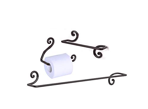 RTZEN Wrought Iron Bathroom Accessories Set, Decorative Hand Towel Bar, Body Towel Bar Hanger and Toilet Paper Holder