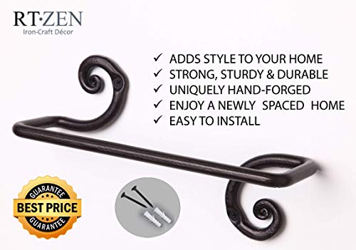 RTZEN Wrought Iron Bathroom Accessories Set, Decorative Hand Towel Bar, Body Towel Bar Hanger and Toilet Paper Holder