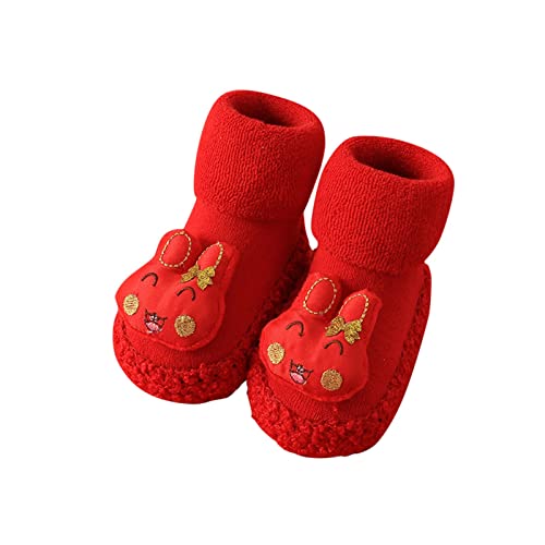 Lykmera Cute Children Toddler Socks Shoes Girls Boys Flat Bottom Non Slip Lightweight Warm Comfortable Cartoon Boots Shoes (RD2, 0-6 Months)