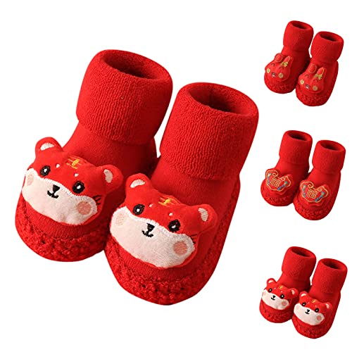 Lykmera Cute Children Toddler Socks Shoes Girls Boys Flat Bottom Non Slip Lightweight Warm Comfortable Cartoon Boots Shoes (RD2, 0-6 Months)