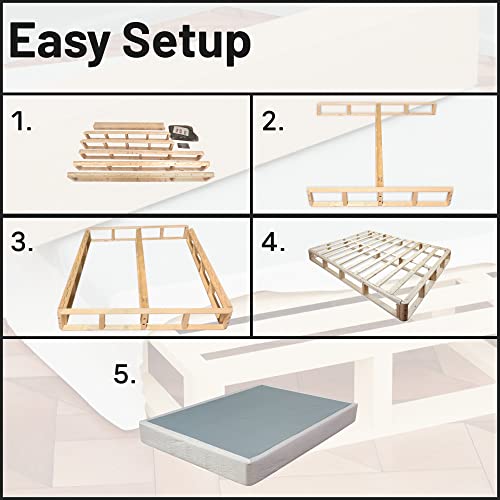 Spring Coil Coil, 4.5-Inch Sturdy Box Spring for Mattress Support-Durable and Easy to Assemble Natural Wood Foundation for Twin XL, White