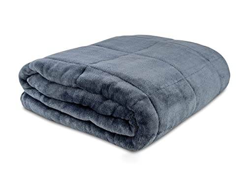 Quiilai Portable Flannel Weighted Blanket 10 lb 50"x 60" (Grey)