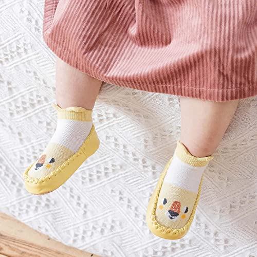 Lykmera Children's Toddler Shoes Flat Bottom Non Slip Floor Sports Shoes Socks Shoes Lightweight Socks Shoes Walking Shoes (Yellow, 6-12 Months)