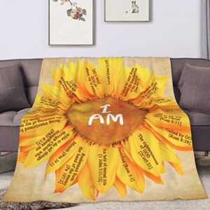 boopbeep christian gifts inspirational blanket with bible verse prayers spiritual religious gift for women birthday christian gift for mom wife healing throw blanket (sunflower-yellow, 50"x60")