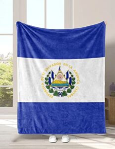 carwayii el salvador flag blanket,cozy bed blanket thermal flannel throw blanket no shedding premium fleece blanket for bedroom living room,luxury soft sherpa blanket for bed couch 60''x80''