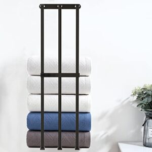 2022 towel rack for bathroom, bath towels storage holder wall mounted, modern rolled folded towels organizer, bathroom organization, stainless steel metal washcloths towels vertical shelf (black)