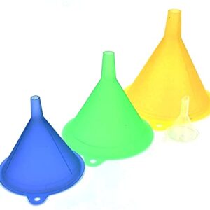 Funnels Variety Set of 5 Mini, Small to Larg Plastic Funnel for Kitchen Liquid Spices Powder Cosmetic Lotion Essential Oils