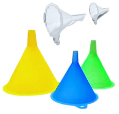 Funnels Variety Set of 5 Mini, Small to Larg Plastic Funnel for Kitchen Liquid Spices Powder Cosmetic Lotion Essential Oils