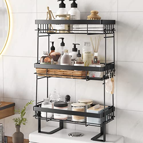 COVAODQ Over The Toilet Storage 3 Tier Bathroom Organizer Shelves Multifunctional Over Toilet Bathroom Organizer, No Drilling with Wall Mounting Space Saver