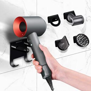 lavaed 5 pack wall mount hair dryer holder for dyson,hair blowdryer rack hanger for bathroom