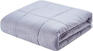 qusleep heavy blanket in jacquard woven-new stripe pattern in matte grey for adults and kids (floral stripe, 48“72” - 15lb)