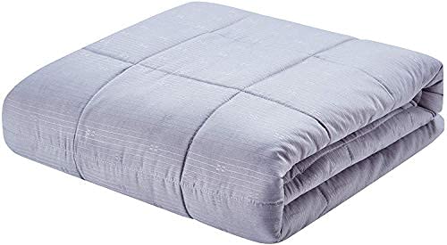 Qusleep Heavy Blanket in Jacquard Woven-New Stripe Pattern in Matte Grey for Adults and Kids (Floral Stripe, 48“72” - 15LB)