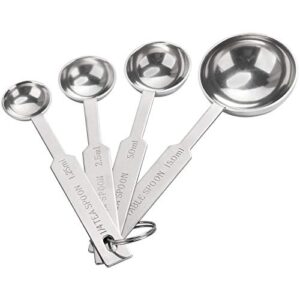 4pcs ostwony measuring spoons set, includes 1/4 tsp, 1/2 tsp, 1 tsp, 1 tbsp, food grade stainless steel measuring cups, tablespoon and teaspoon for measure liquid and dry ingredients