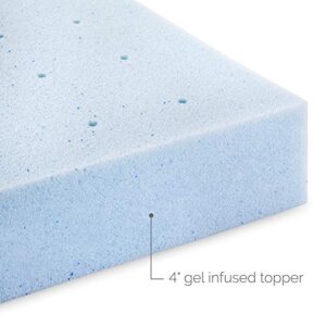 LUCID 4 Inch Gel Memory Foam Mattress Topper-Ventilated Design-Ultra Plush-Queen, Blue