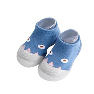 lykmera infant boys girls animal cartoon socks shoes toddler fleece warm the floor socks non slip prewalker shoes (blue, 6-12 months)