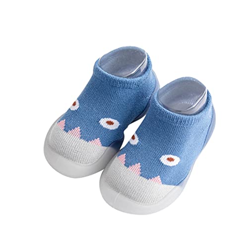 Lykmera Infant Boys Girls Animal Cartoon Socks Shoes Toddler Fleece Warm The Floor Socks Non Slip Prewalker Shoes (Blue, 6-12 Months)