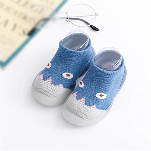 Lykmera Infant Boys Girls Animal Cartoon Socks Shoes Toddler Fleece Warm The Floor Socks Non Slip Prewalker Shoes (Blue, 6-12 Months)