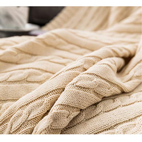 Cable Knit Throw Blankets for Couch Sofa and Bed, Soft Cozy Cotton Knitted Blanket Lightweight Decorative Blankets Home Decor Knit Throw Blankets for Women Gift 50 x 70 inches