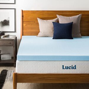 lucid 3 inch mattress topper queen - gel infused memory foam – memory foam mattress topper queen – ventilated design – certipur certified