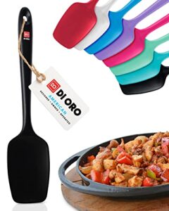 di oro seamless series silicone spoon spatula - bpa free pro-grade non-stick 600ºf heat-resistant rubber spoonula - versatile silicone kitchen scraper utensil for baking and cooking (black)