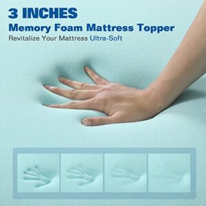 BedLuxury Mattress Topper Memory Foam: 3 Inch Queen Size Gel Colling Mattress Pad Cover with 18'' Deep Pocket for Back Pain Bed Topper with Removable Bamboo Cover Soft & Breathable