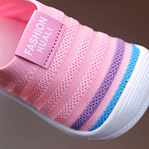 Lykmera Children Cute Knitted Walking Shoes Kids Boys Girls Non Slip Lightweight Toddler Walking Running School Shoes (Pink, 6-9Months)