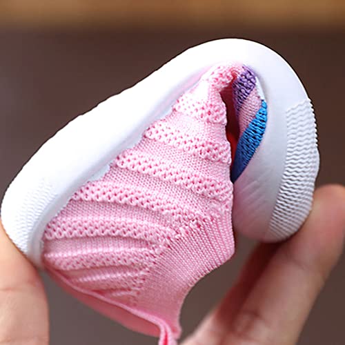 Lykmera Children Cute Knitted Walking Shoes Kids Boys Girls Non Slip Lightweight Toddler Walking Running School Shoes (Pink, 6-9Months)