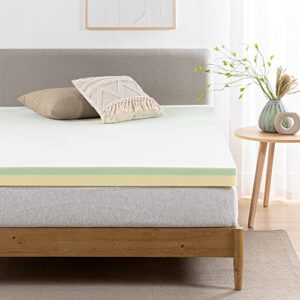 zinus 3 inch green tea memory foam mattress topper / pressure-relieving layers / certipur-us certified, full