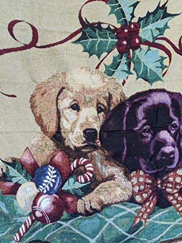 Labrador Retriever Dog Throw Blanket - Tache Adorable Puppy's First Christmas Holiday Animal Lover Gift Decorative Woven Tapestry Dog Throw Blanket, 50" x 60"