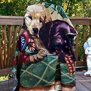 Labrador Retriever Dog Throw Blanket - Tache Adorable Puppy's First Christmas Holiday Animal Lover Gift Decorative Woven Tapestry Dog Throw Blanket, 50" x 60"