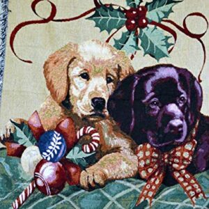 Labrador Retriever Dog Throw Blanket - Tache Adorable Puppy's First Christmas Holiday Animal Lover Gift Decorative Woven Tapestry Dog Throw Blanket, 50" x 60"