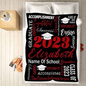 LOSARON Personalized 2023 Graduation Blanket You Did It Explores Success Bed Blanket Custom Name Graduate Throw Blanket Graduation Gifts for Friend Family 30x40 Inch