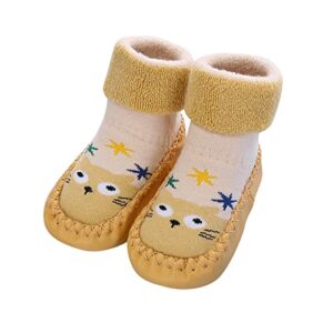 lykmera cartoon printed socks shoes for baby girl boy autumn winter toddler shoes blat bottom non slip socks shoes for kids (yellow, 6-12 months)